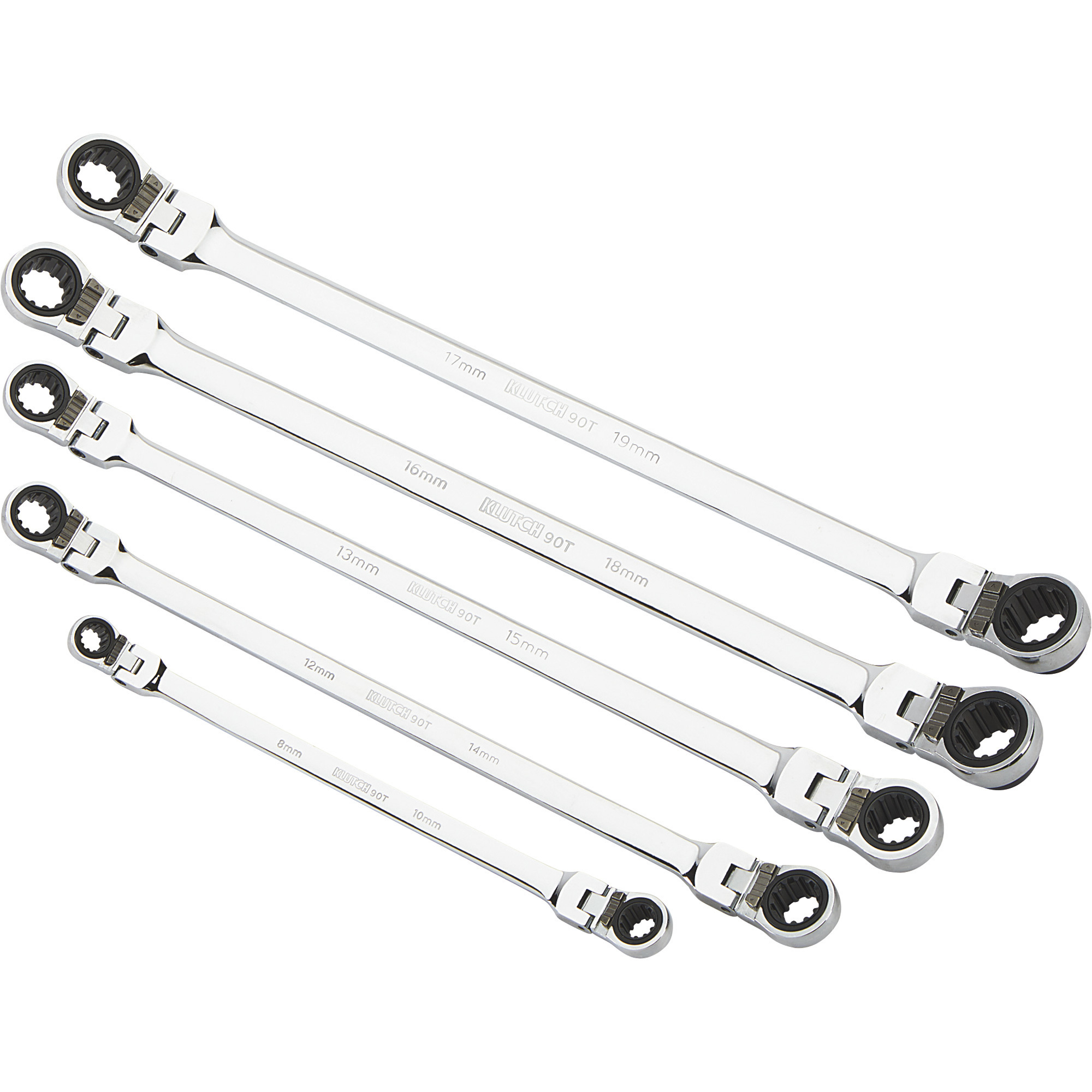 Klutch 5-Pc. Long Flex Head Spline Reversible Ratcheting Wrench Set, Metric, Model# PL81664 ...